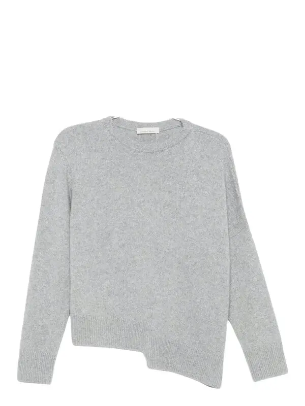 Liviana Conti Asymmetric Hem Crew Neck Sweater - Grey