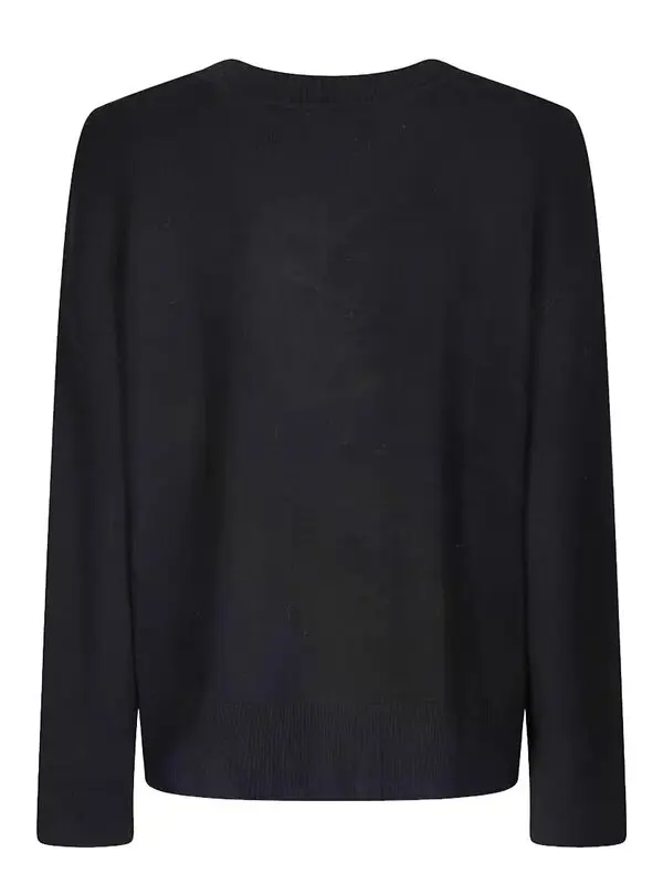SAMSOE SAMSOE Salissy V-neck Sweater With Embroidered Logo - Black