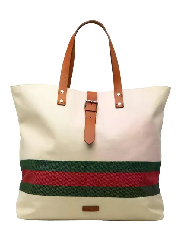 Gucci Canvas Web Tote Bag - Brown