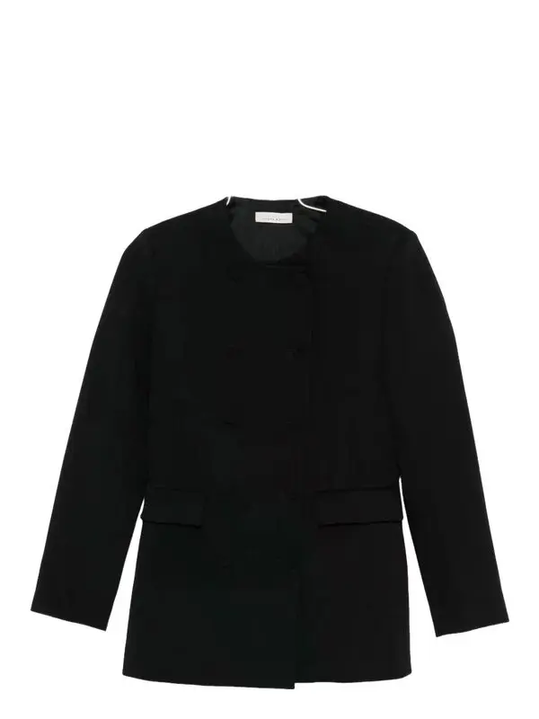 Liviana Conti Double-breasted Collarless Coat - Black