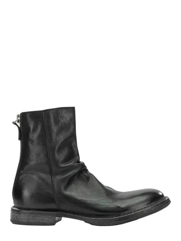 Moma Leather Rear Zip Boots - Black