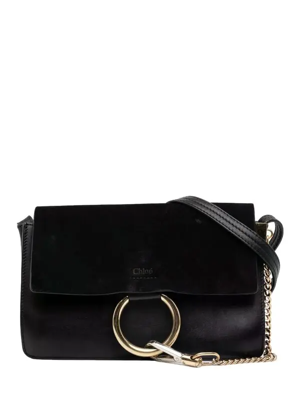 Chloé Faye Suede And Calfskin Crossbody Bag - Black