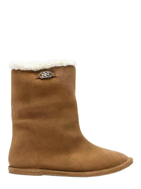 Casadei Suede Ankle Boots With C-chain Detail - Brown