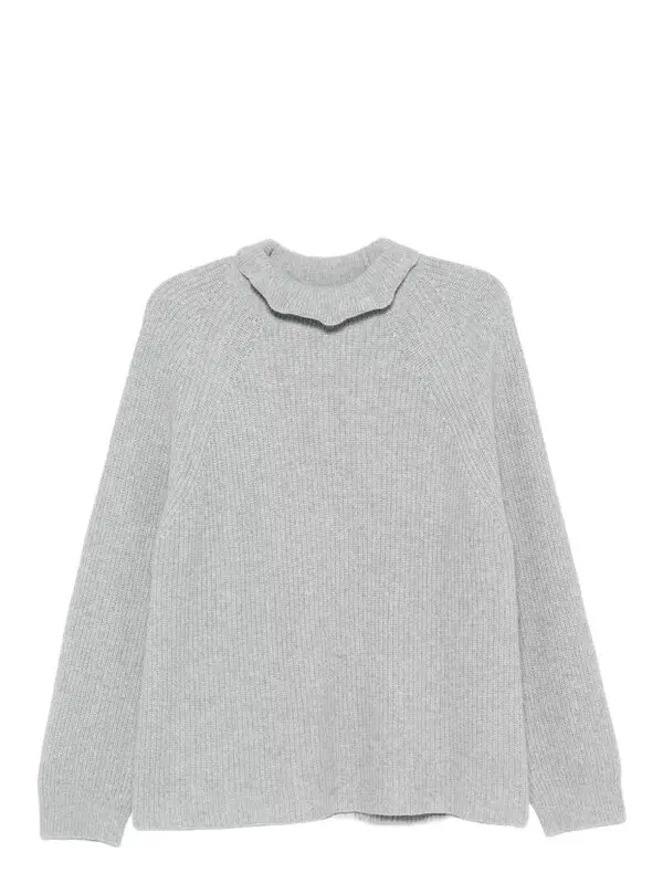 Liviana Conti Ribbed Knit Turtleneck Sweater - Grey
