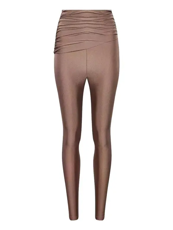 Andamane Vicky Ruched Metallic-finish Leggings - Neutrals