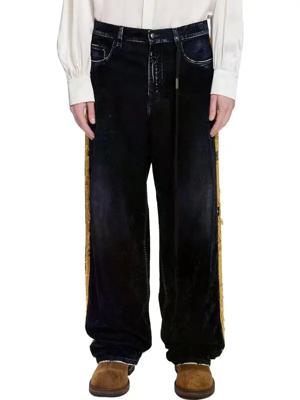 ANN DEMEULEMEESTER Wide-leg Jeans With Side Stripe Detailing - Blue