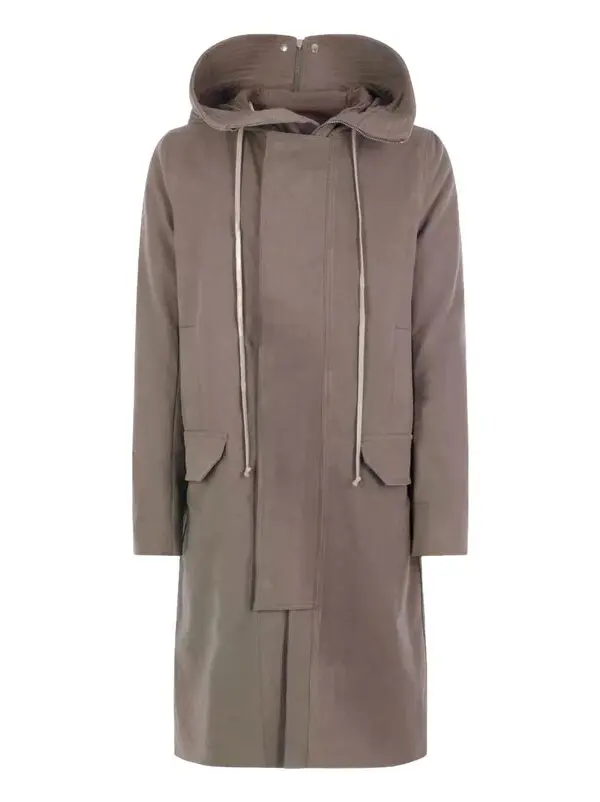 Rick Owens Twill Parka Coat - Brown
