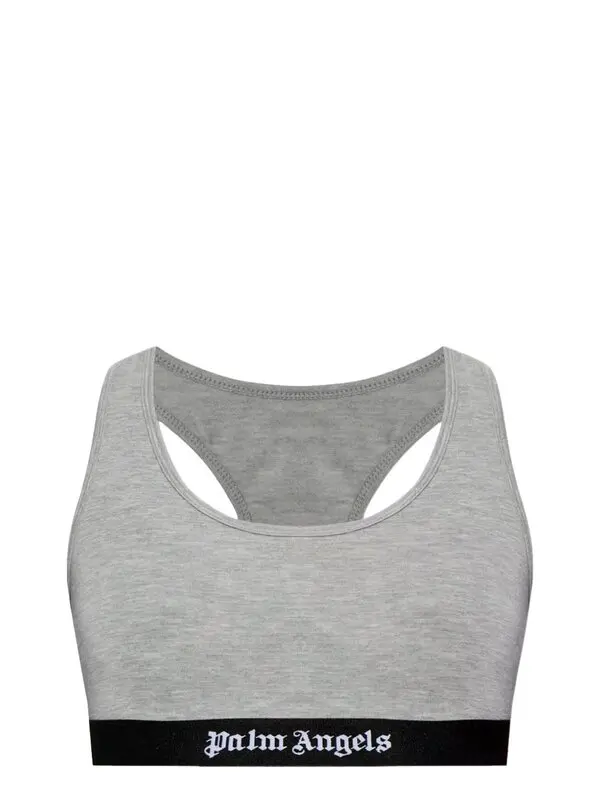 Palm Angels Logo-underband Racerback Top - Grey