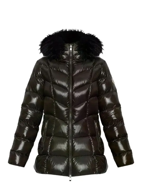 Moncler Quilted Down Jacket With Faux-fur Trim - Brown