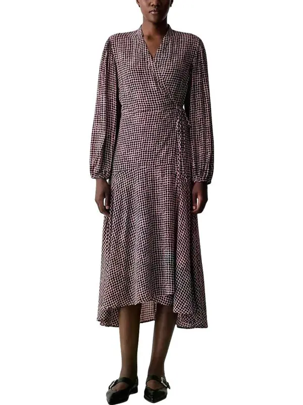 Marc O'polo A-line Wrap Midi Dress With Polka Dots - Red