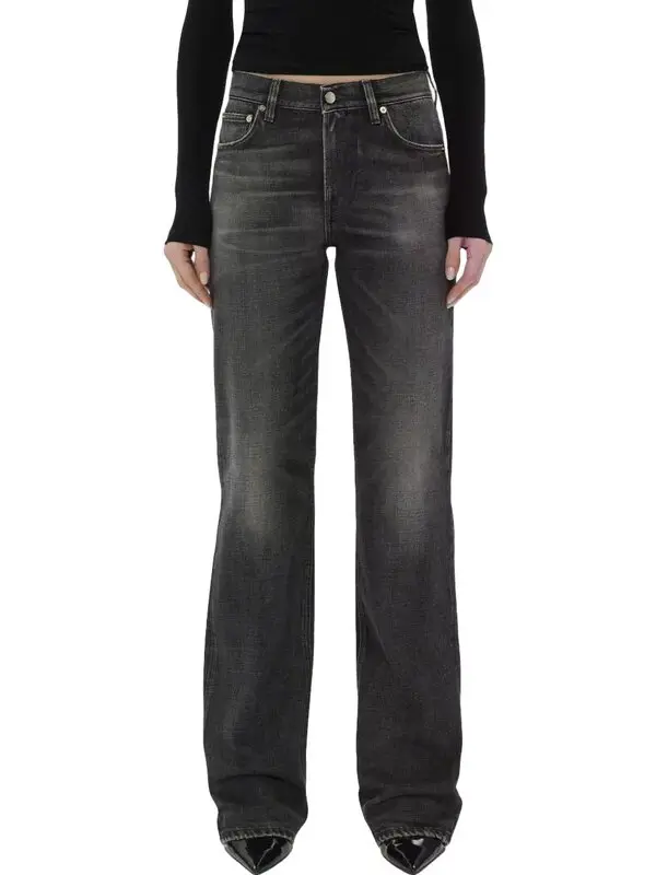HAIKURE Faded Effect Straight-leg Jeans - Black