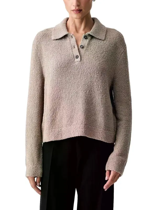 Marc O'polo Bouclé-knit Polo Top - Neutrals