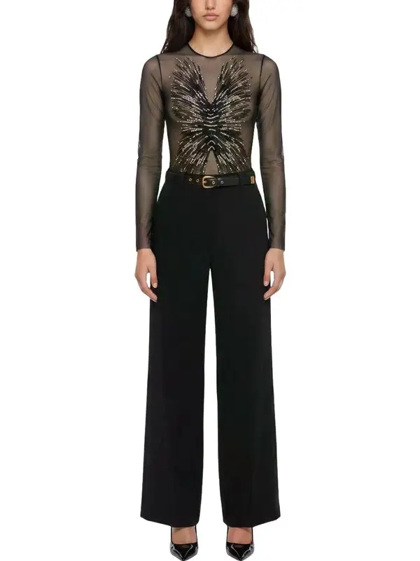 Amen Embellished Sheer Bodysuit - Black