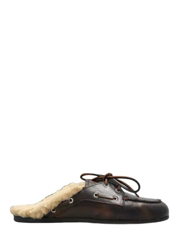 POSA Boat Leather Mules - Brown