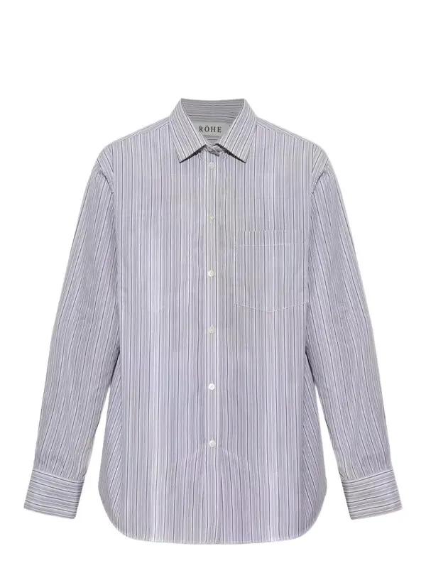 RÓHE Striped Cotton Shirt - Grey
