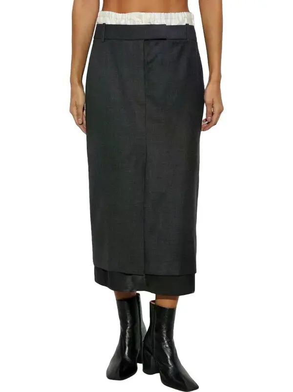 RÓHE Layered Design Slit Detail Midi Skirt - Grey