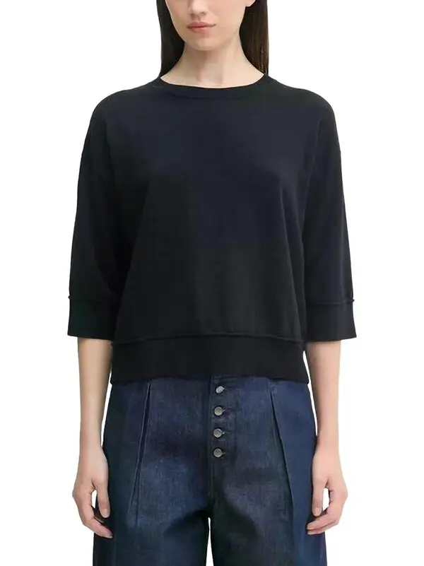 BENETTON Fine Knit Three-quarter Sleeve Sweater - Black