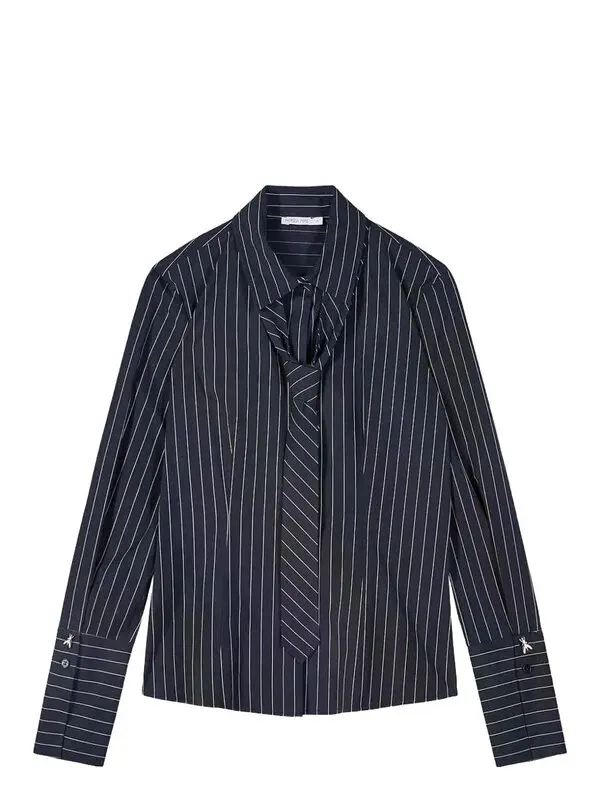 Patrizia Pepe Pinstripe Tie Detail Shirt - Blue
