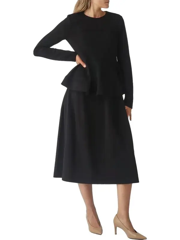 MEIMEIJ Peplum Long-sleeve Blouse - Black