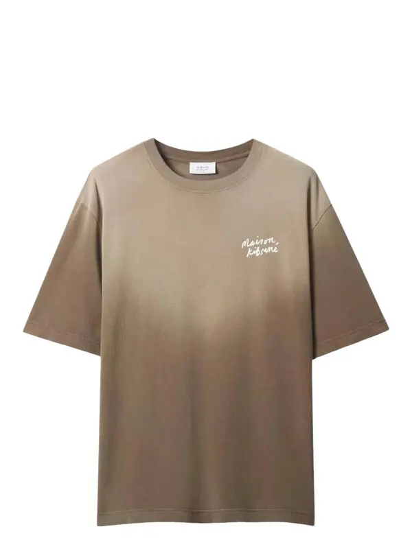 Maison Kitsuné Faded-effect Logo-print T-shirt - Neutrals