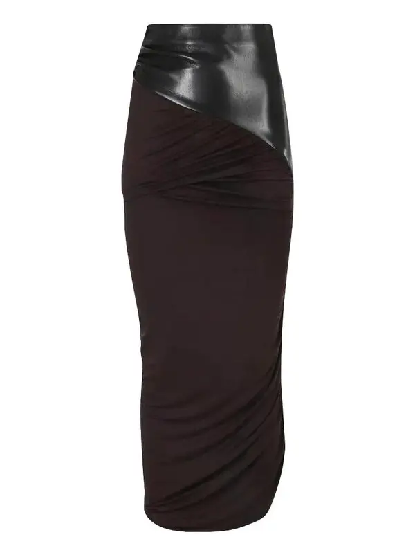 Andamane Ruched Panel Midi Skirt - Brown