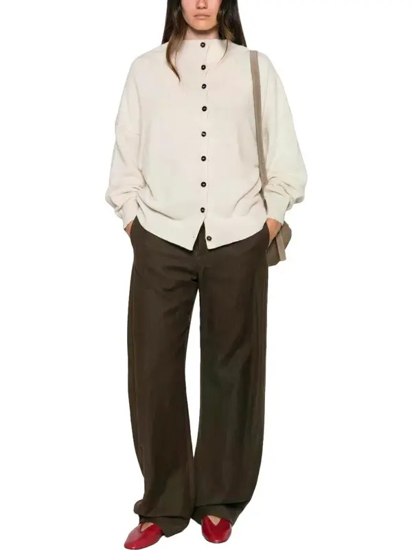 Liviana Conti Drop Shoulder Button-up Cardigan - Neutrals