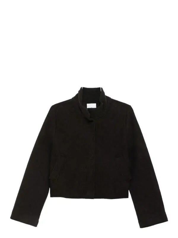 WHYCI High-neck Cropped Coat - Brown