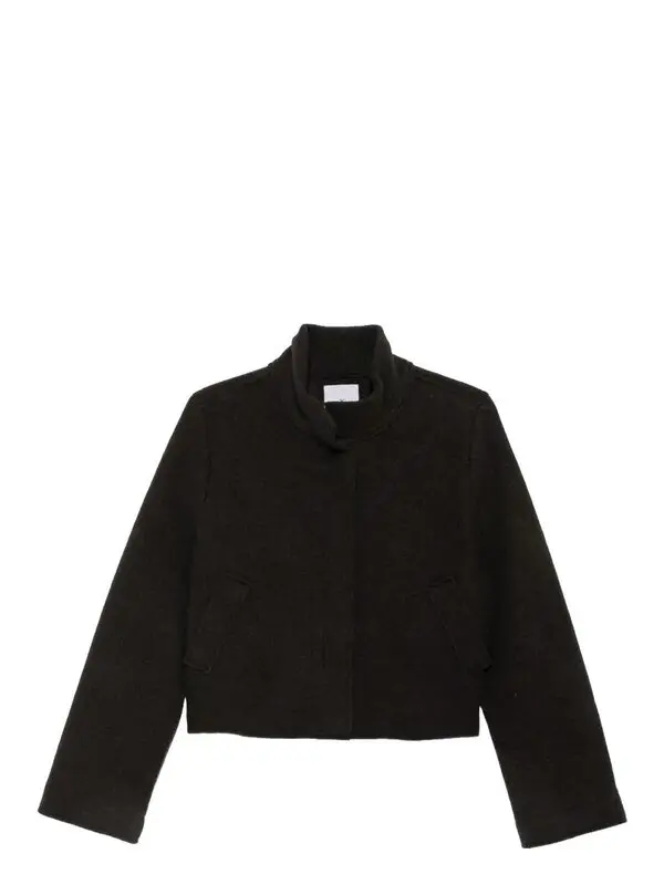 WHYCI High-neck Cropped Coat - Brown