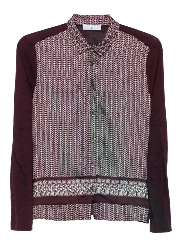 WHYCI Geometric Print Long Sleeve Shirt - Purple