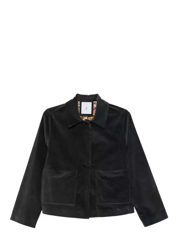 WHYCI Velvet Button-fastening Patch-pocket Jacket - Grey