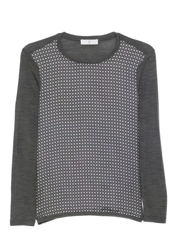 WHYCI Geometric-print Long-sleeved T-shirt - Grey