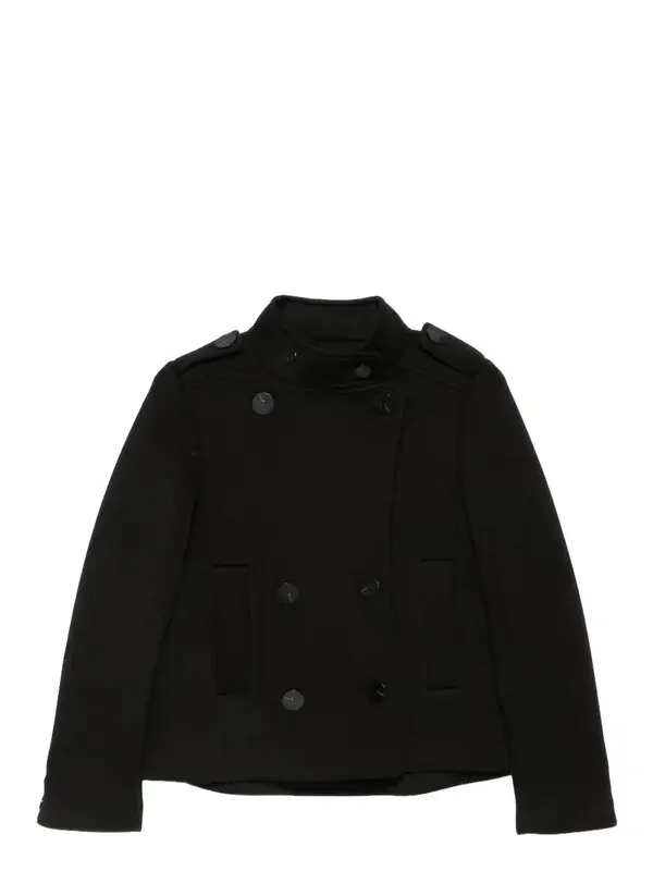 PSOPHIA Double-breasted Epaulette Coat - Black