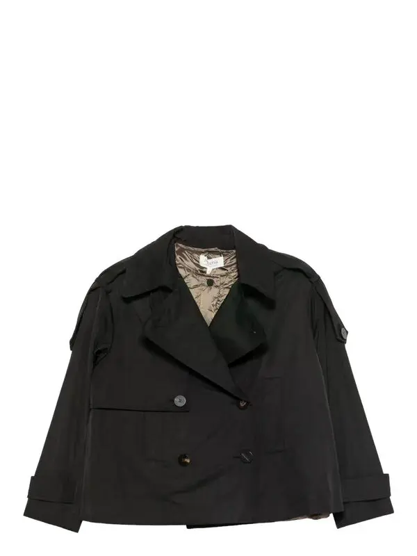 PSOPHIA Double-breasted Shoulder-epaulette Jacket - Black