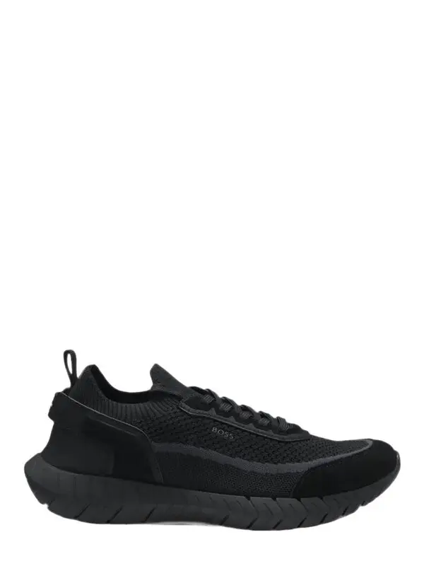 BOSS Mesh-knit Panelled Sneakers - Black
