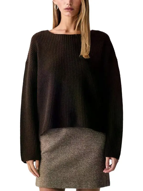 Marc O'polo Boat-neck Ribbed Knit Sweater - Brown