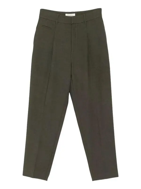 PSOPHIA Pleated Tapered Trousers In Khaki - Green