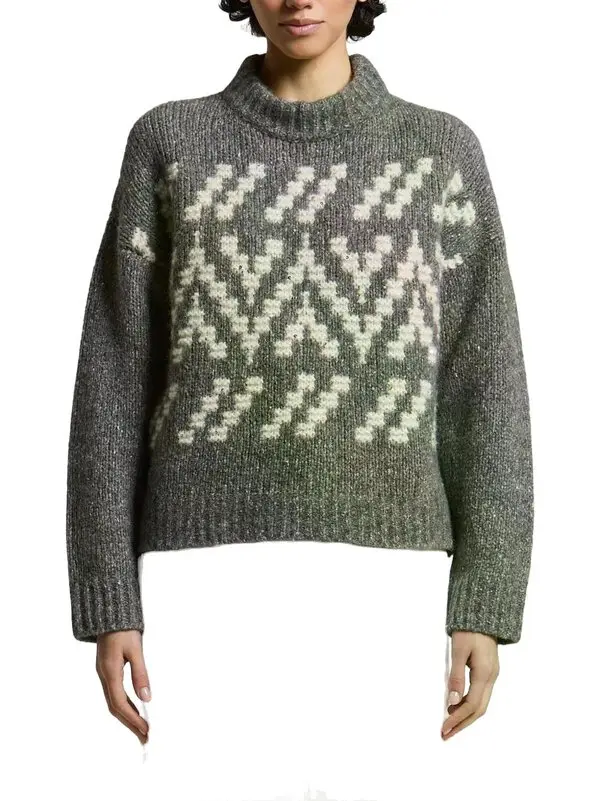 Peserico Sequin-embellished Intarsia Knit Sweater - Grey
