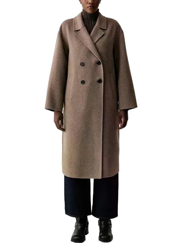 Marc O'polo Double-breasted Notched-lapel Coat - Brown