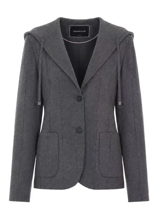 Fabiana Filippi Hooded Pinstripe Blazer - Grey