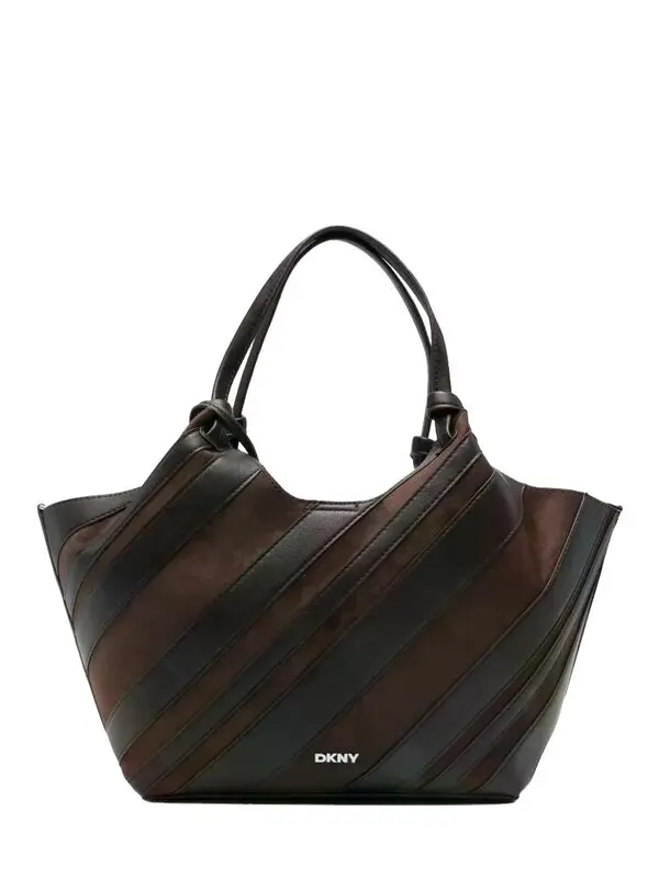 Dkny Medium Paula Diagonal-stripe Tote Bag - Brown