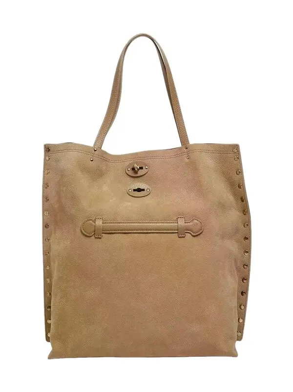ZANELLATO Postina Studded Leather Shoulder Bag - Neutrals
