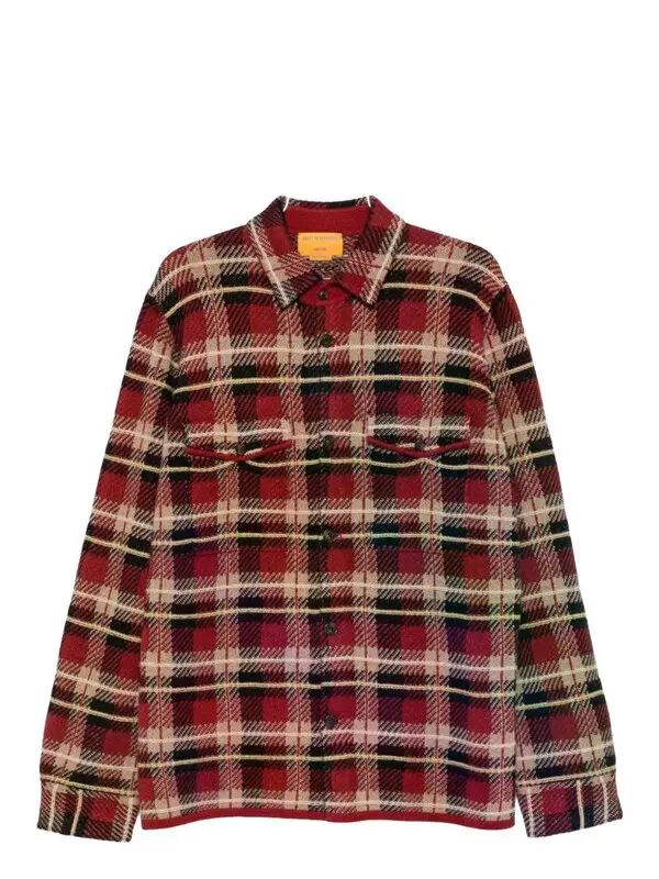 Guest In Residence Check-pattern Button-up Polo Shirt - Red