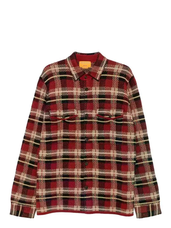 Guest In Residence Check-pattern Button-up Polo Shirt - Red
