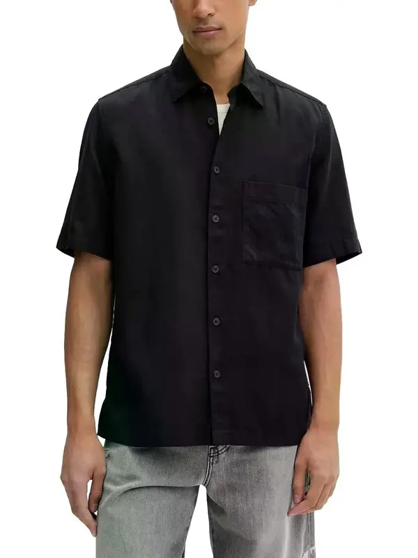 Marc O'polo Short-sleeved Chest-pocket Shirt - Black