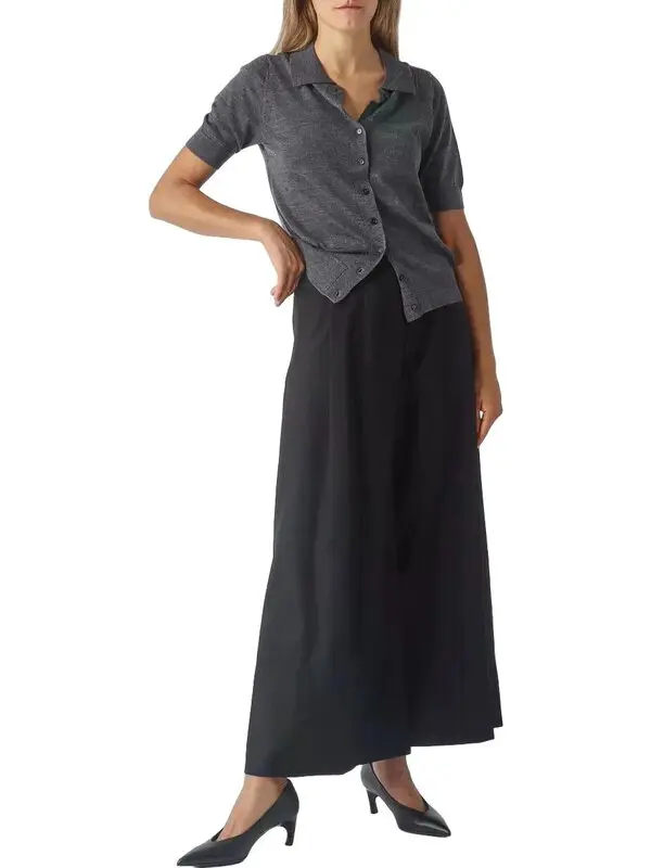 MEIMEIJ Short Sleeve Collared Cardigan - Grey