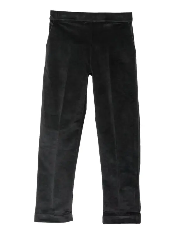 WHYCI Velvet-effect Turn-up Trousers - Grey