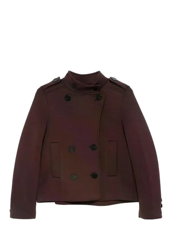 PSOPHIA Double-breasted Epaulette Coat - Brown