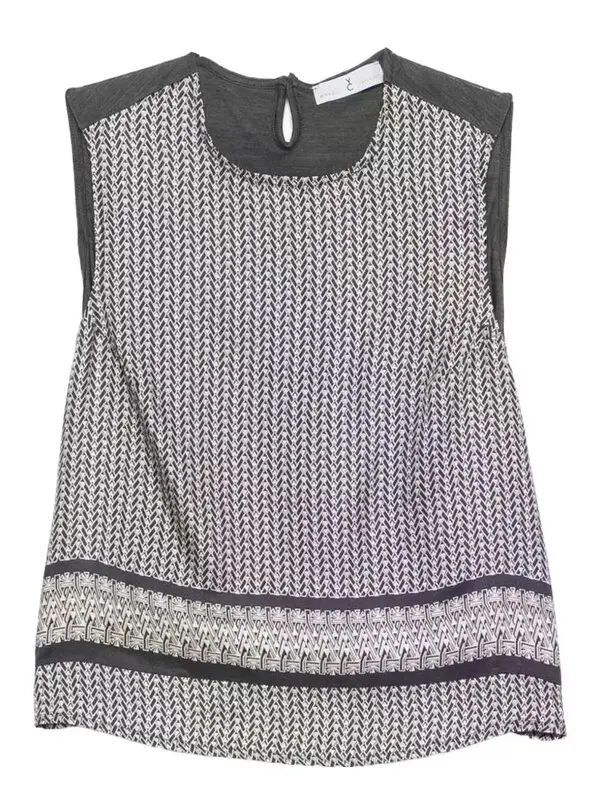 WHYCI Geometric Print Sleeveless Top - Black