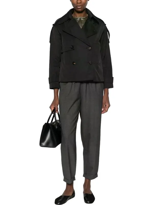 PSOPHIA Cropped Trousers With Drawstring Waistband - Grey
