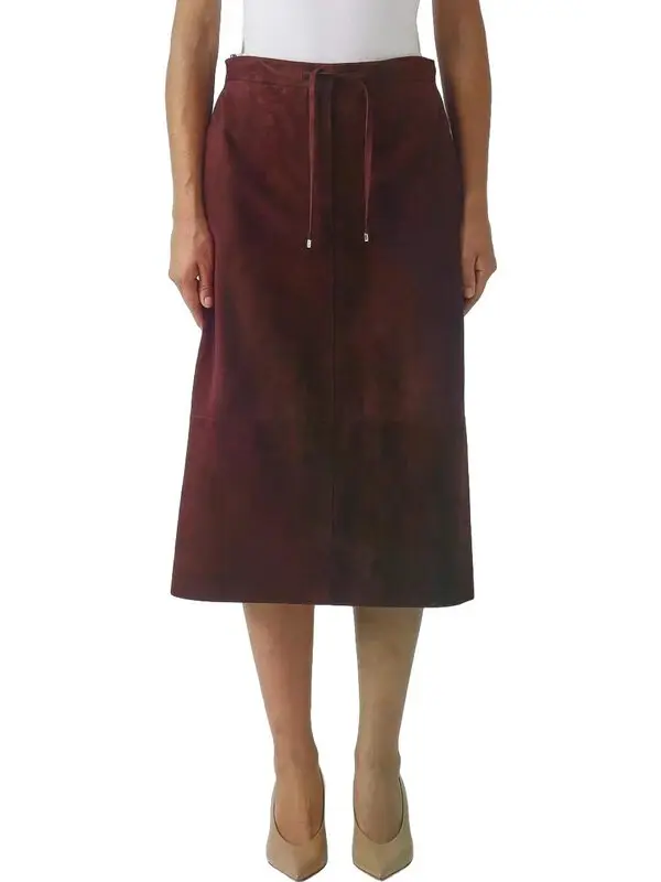 Max Mara Drawstring Suede Skirt - Red